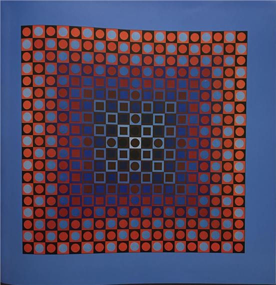 Victor Vasarely | SHAPE ARRANGEMENT WITH BLACK BACKGROUND (1971 ...