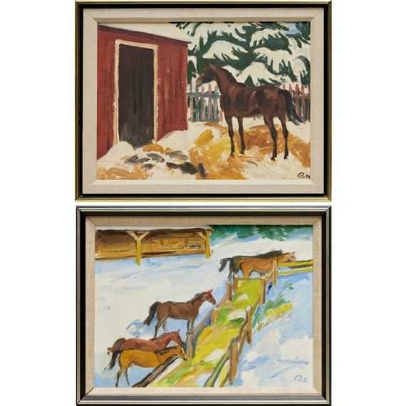 Cameron Booth | Five Horses at Feed Rack (1976) | MutualArt