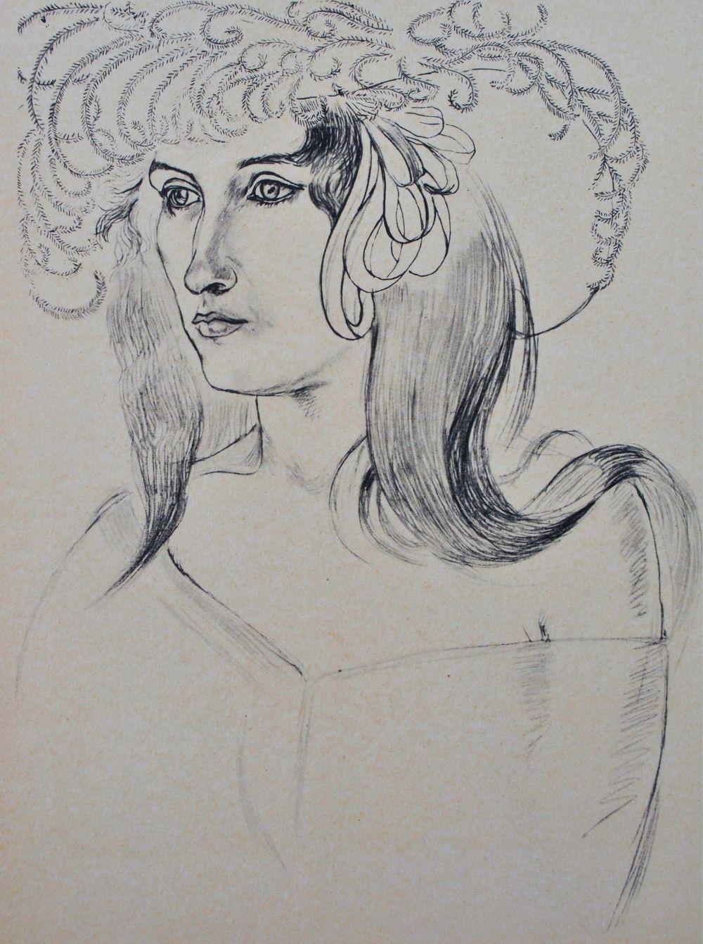 Henri Matisse | Henri MATISSE - Woman with a big hat (1954) | MutualArt