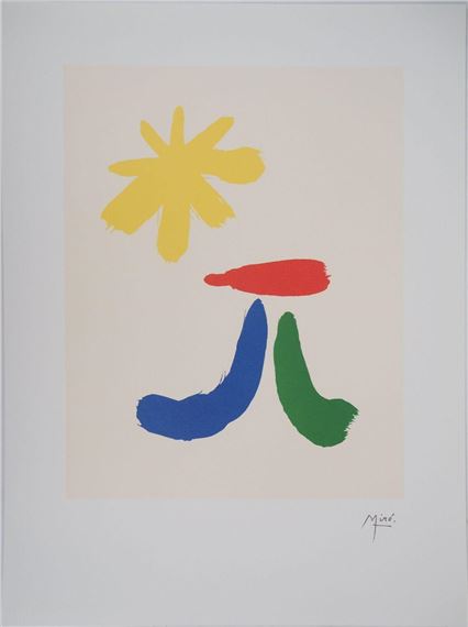 Joan Miró | Joan MIRO - Surrealist character and the Sun | MutualArt