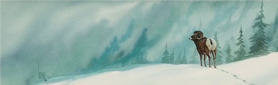Lee Cable | Bighorn in Snow (1979) | MutualArt