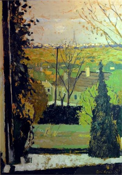 Rene Genis | Landscape with view of the Eiffel Tower | MutualArt