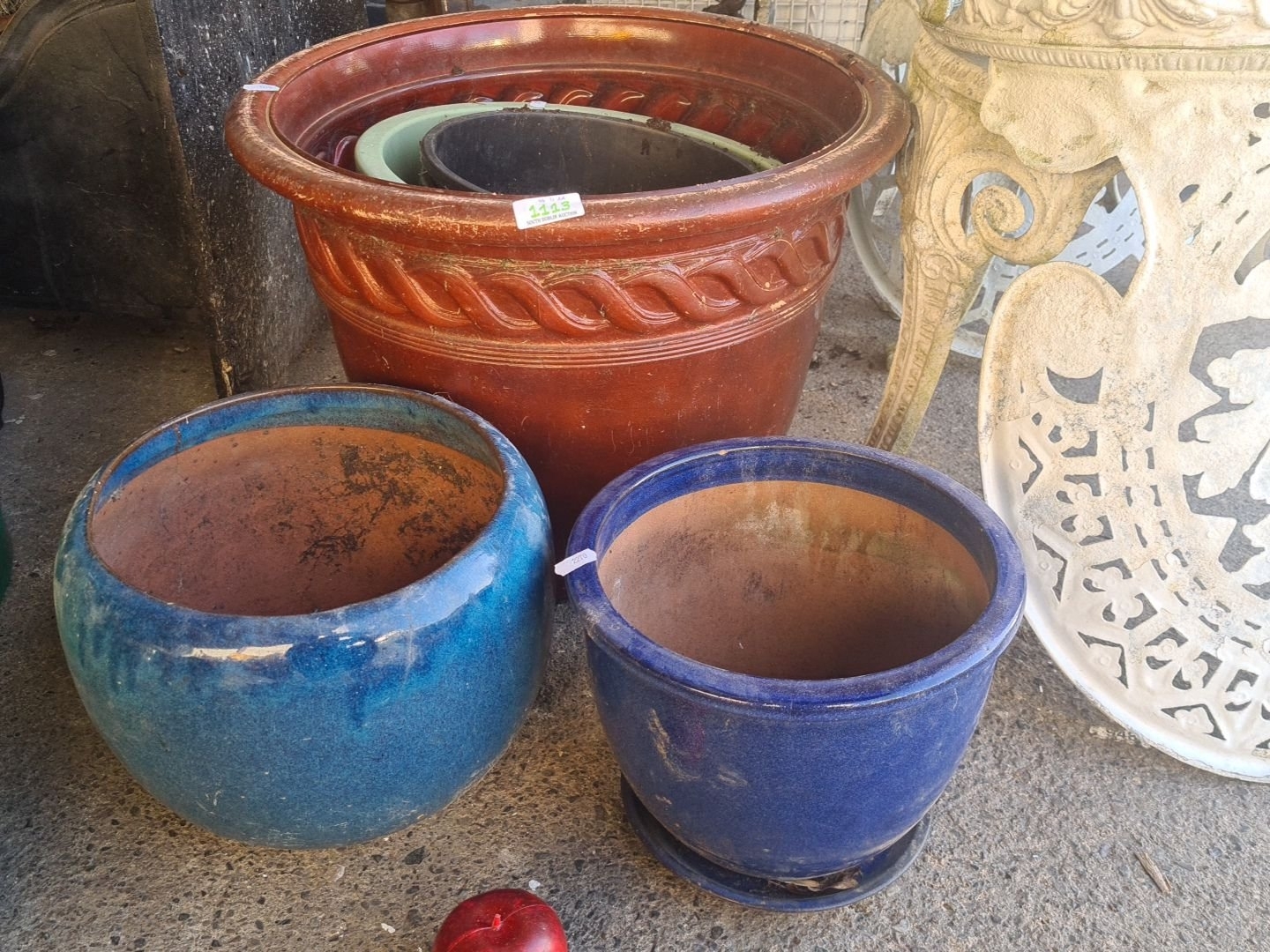 Planters | Collection of six assorted decorative planters, featuring ...