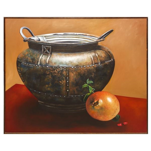 Antonio Sciacca | Still life with iron pot and pomegranate | MutualArt