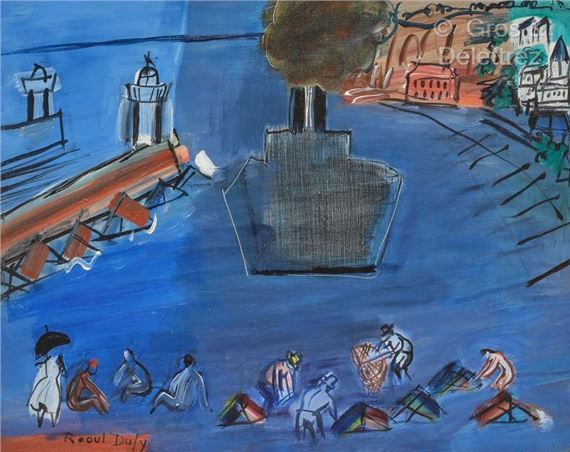 Raoul Dufy | Raoul DUFY (1877-1953) The black cargo ship at the blue ...