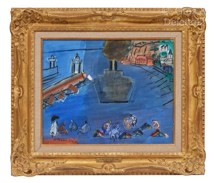 Raoul Dufy | Raoul DUFY (1877-1953) The black cargo ship at the blue ...