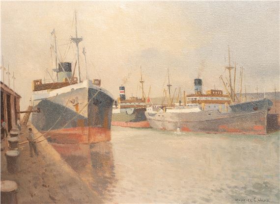 Maurice Canning Wilks | Ships in York Dock, Belfast Harbour | MutualArt