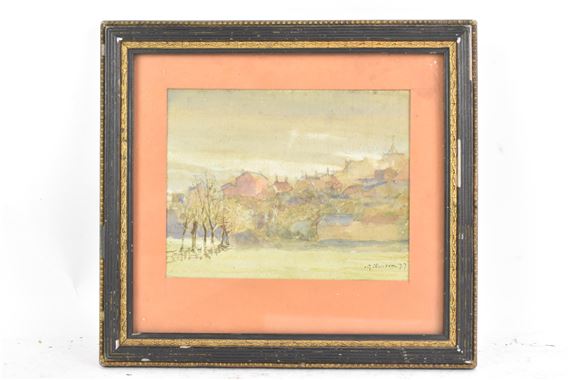 George Clausen | Sir George Clausen (1852-1944) A watercolour landscape ...