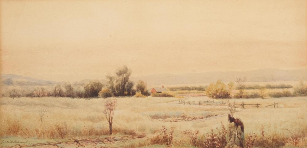 John Hill Millspaugh | Landscape with Fields and a Barn | MutualArt