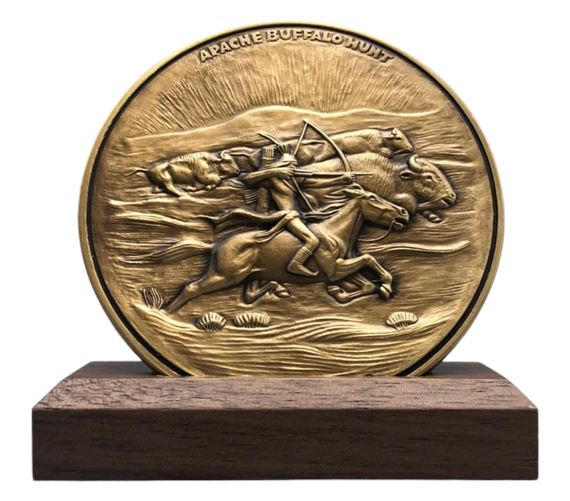 Allan Houser | Buffalo Hunt/Fire Dance Medallion #669 (2004) | MutualArt