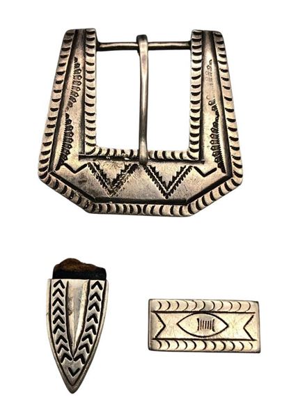 Sterling | Vintage Sterling Silver Stamped Ranger Buckle Set (1930s ...