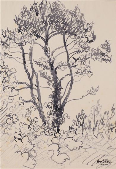 Fernand Jobert | Fernand JOBERT (1876-1949) Etude d’arbre Lavis non ...