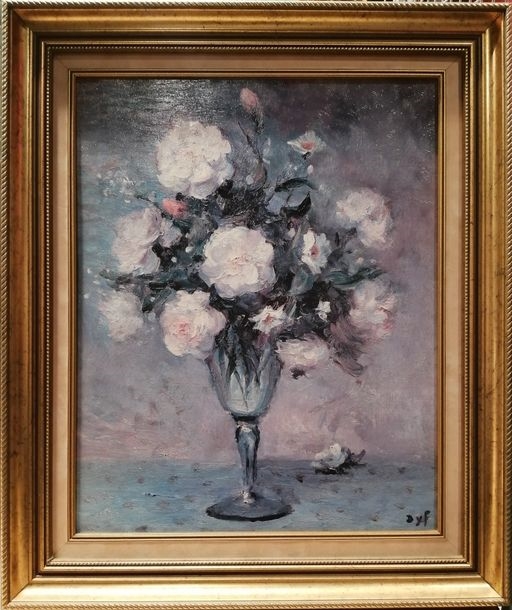 Marcel Dyf | Still life with a bouquet of flowers in a vase Varnished ...