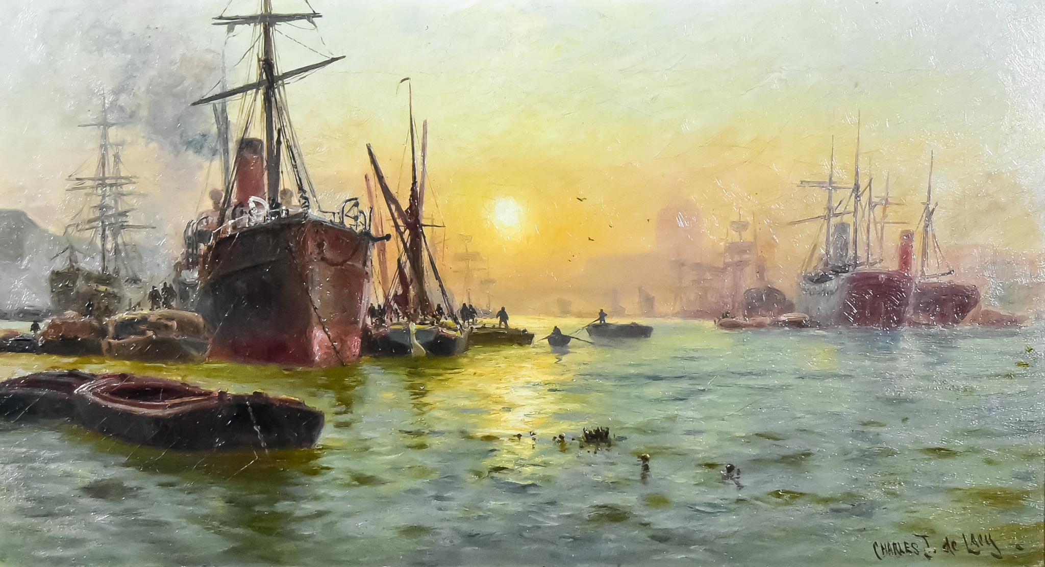 Charles John de Lacy | Charles John De Lacy (1856 - circa 1936) - Oil painting - Shipping in the ...