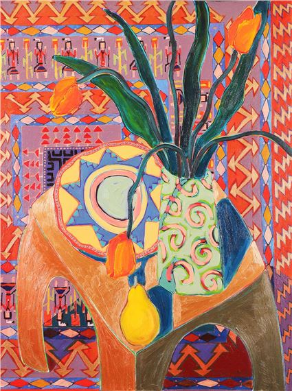 Nixie Barton | NAVAJO STILL LIFE WITH TULIPS; 1991 (1991) | MutualArt