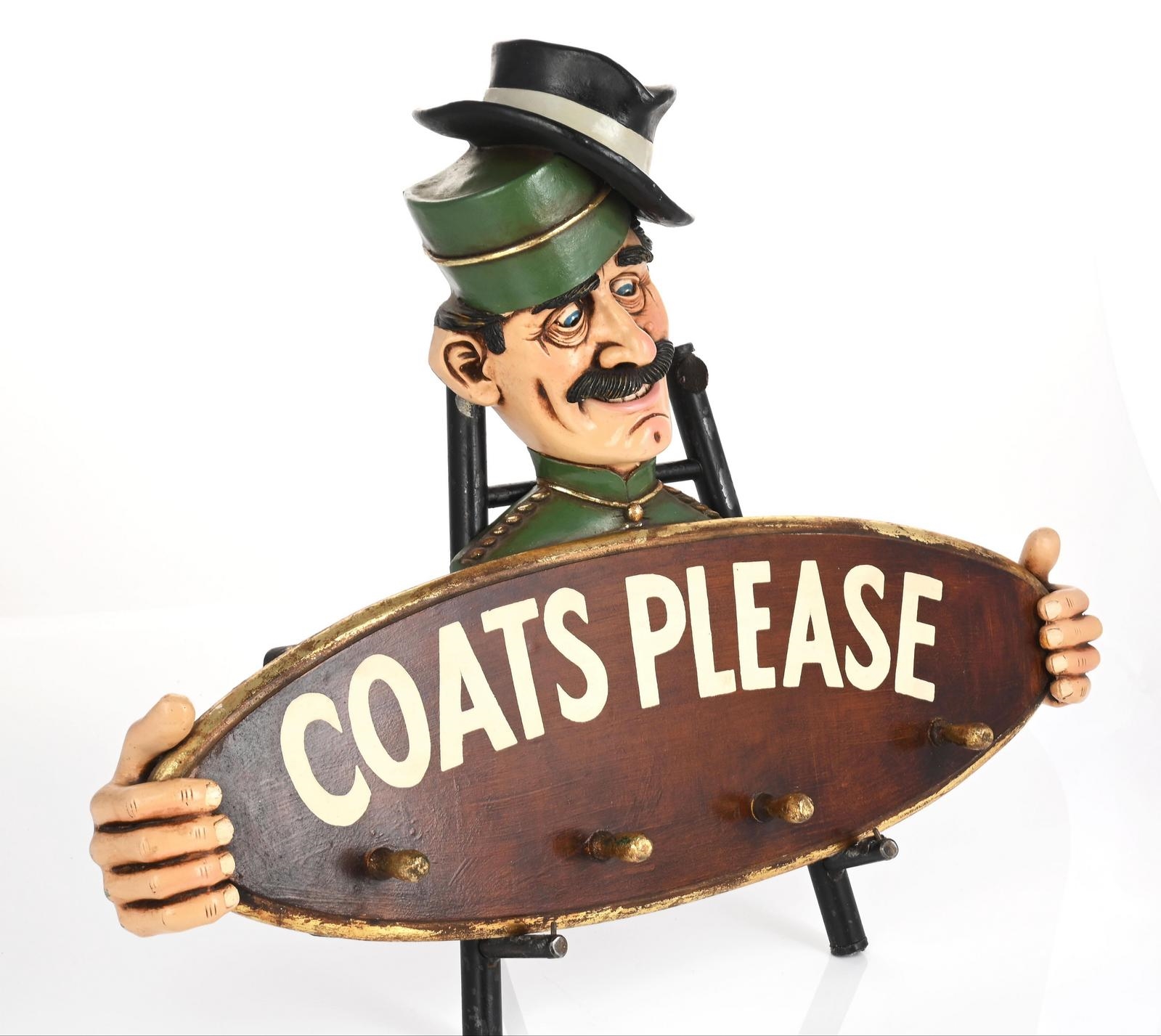 Peter Mook | Figural wall mounted coat stand in the form of a hotel ...