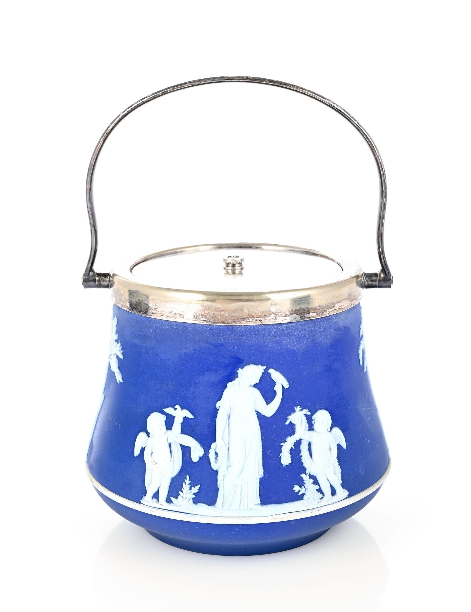 Wedgwood | Three Wedgwood blue and white glazed pieces decorated with classical scenes | MutualArt