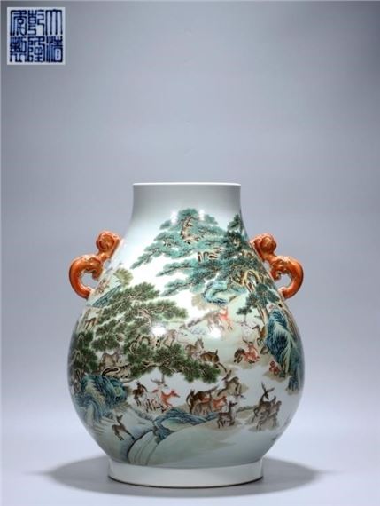 Chinese School | Chinese Famille Rose Porcelain Zun Vase | MutualArt