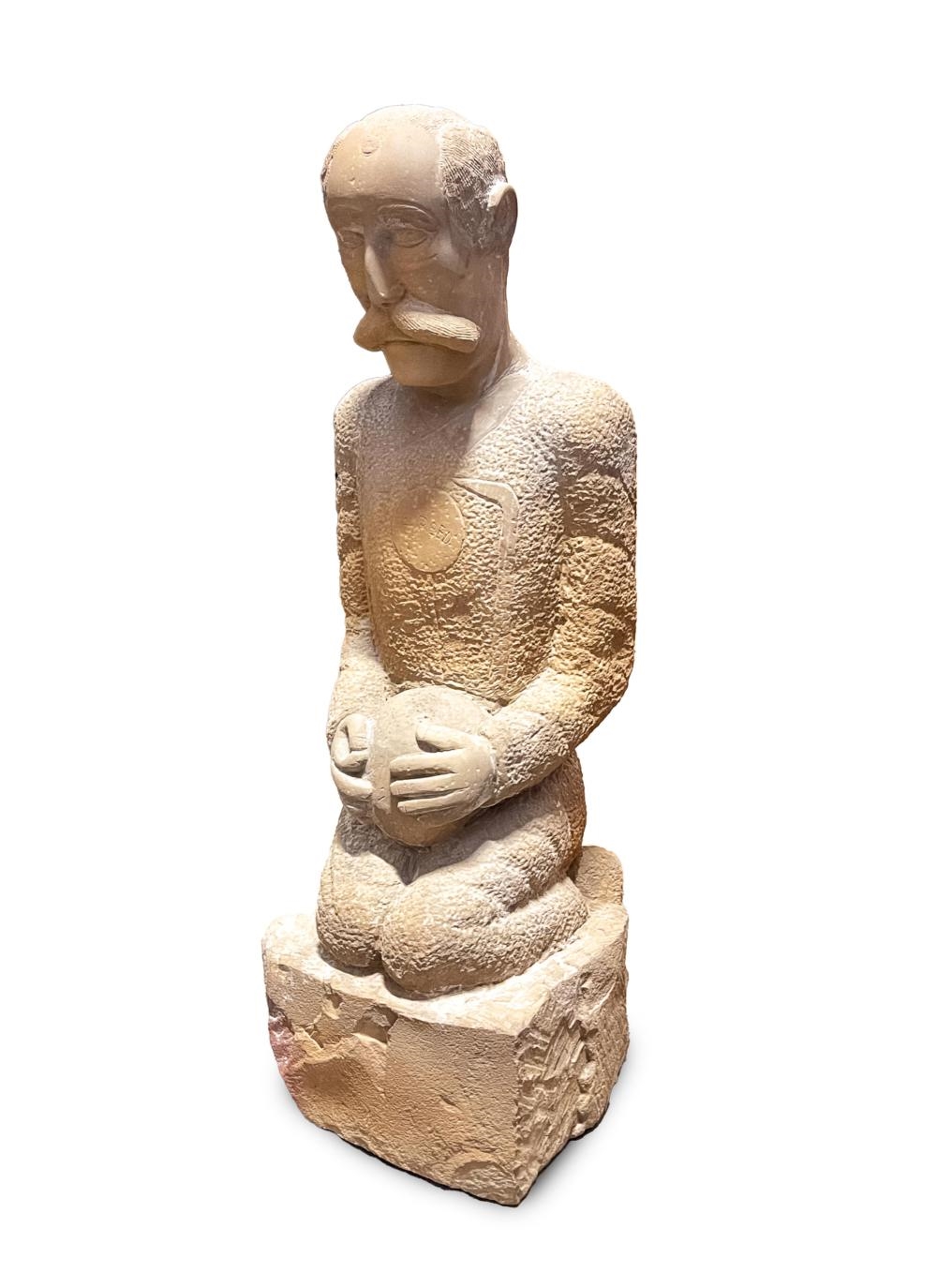 Popeye Reed | Large portrayal of the artist as a kneeling man holding ...