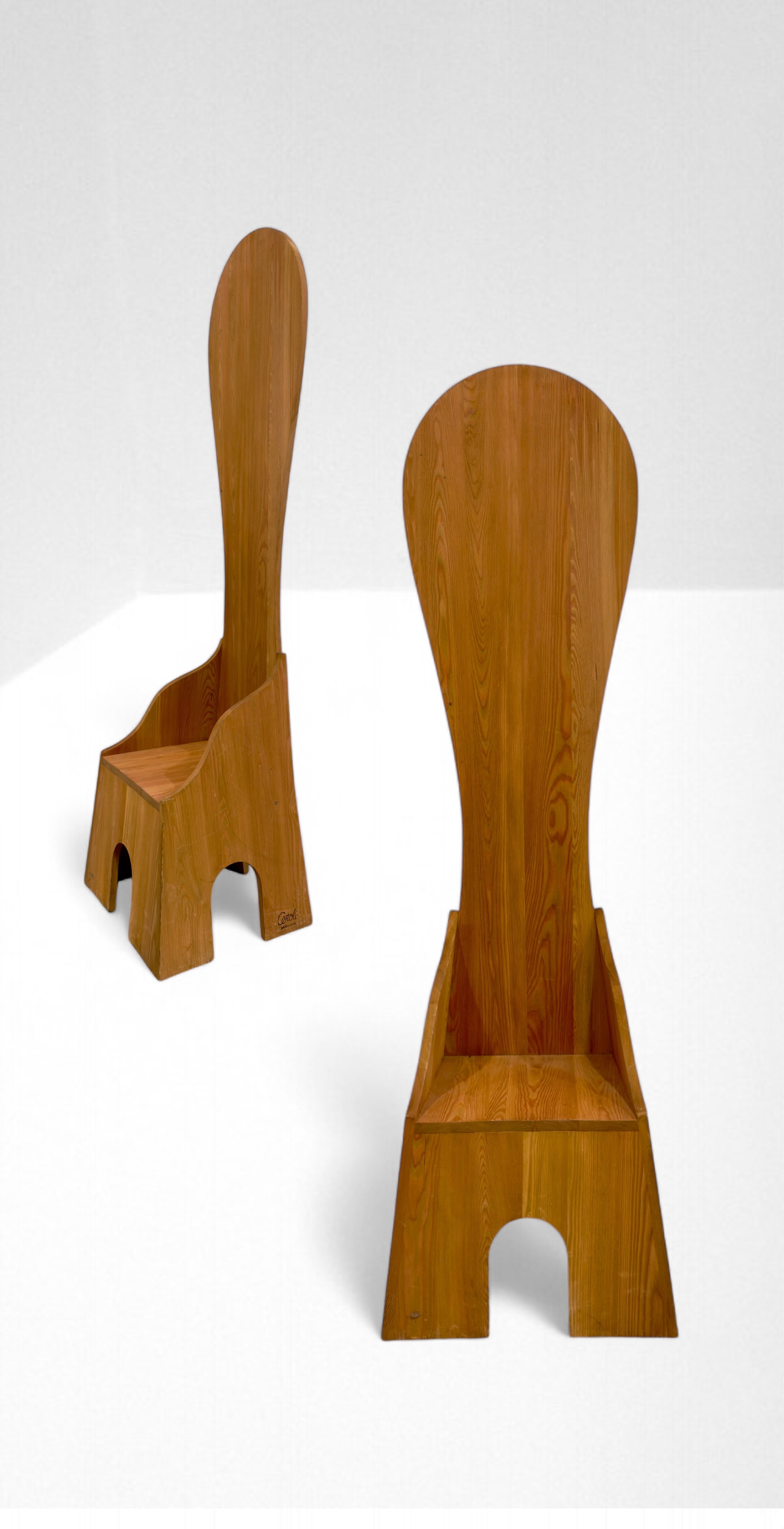 Mario Ceroli | Two chairs Sedia Alta (1950 - 1980) | MutualArt