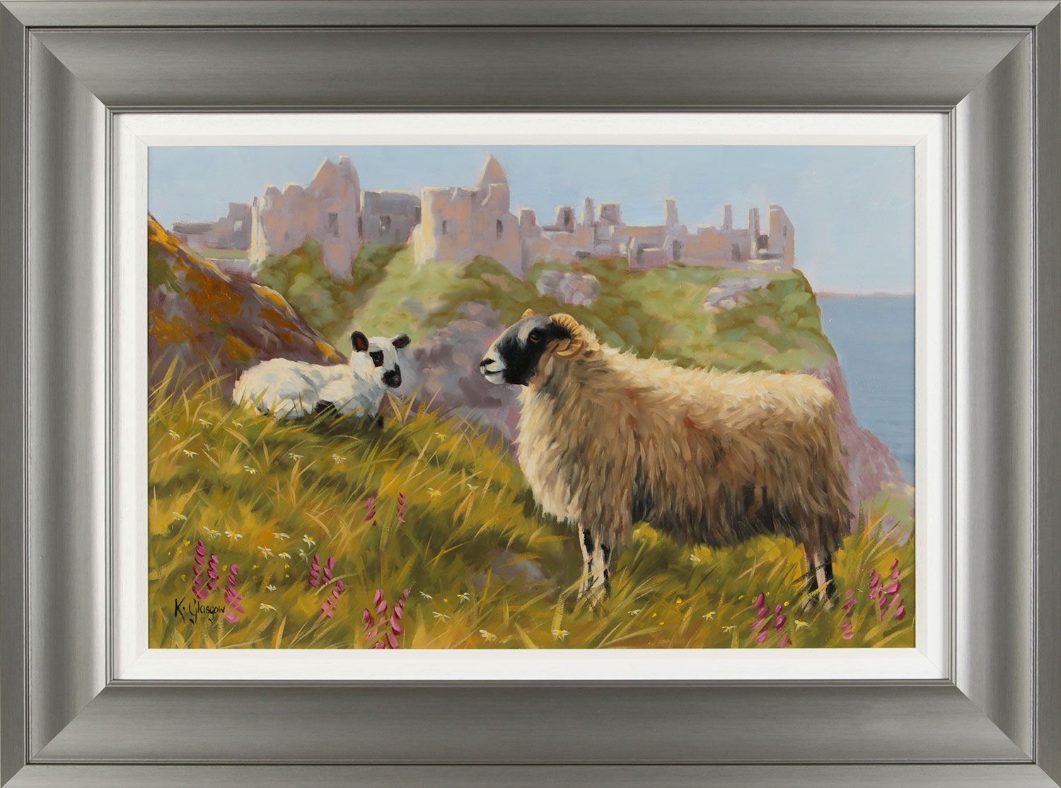 Keith Glasgow | SHEEP AT DUNLUCE CASTLE | MutualArt