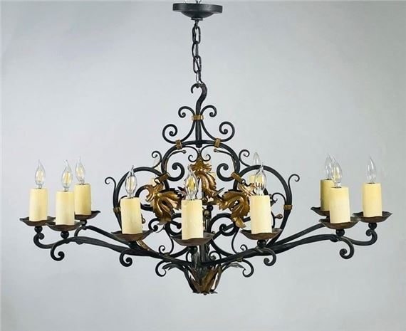 Paul Ferrante | Wrought Iron & Gold Gilt Chandelier by Paul Ferrante ...