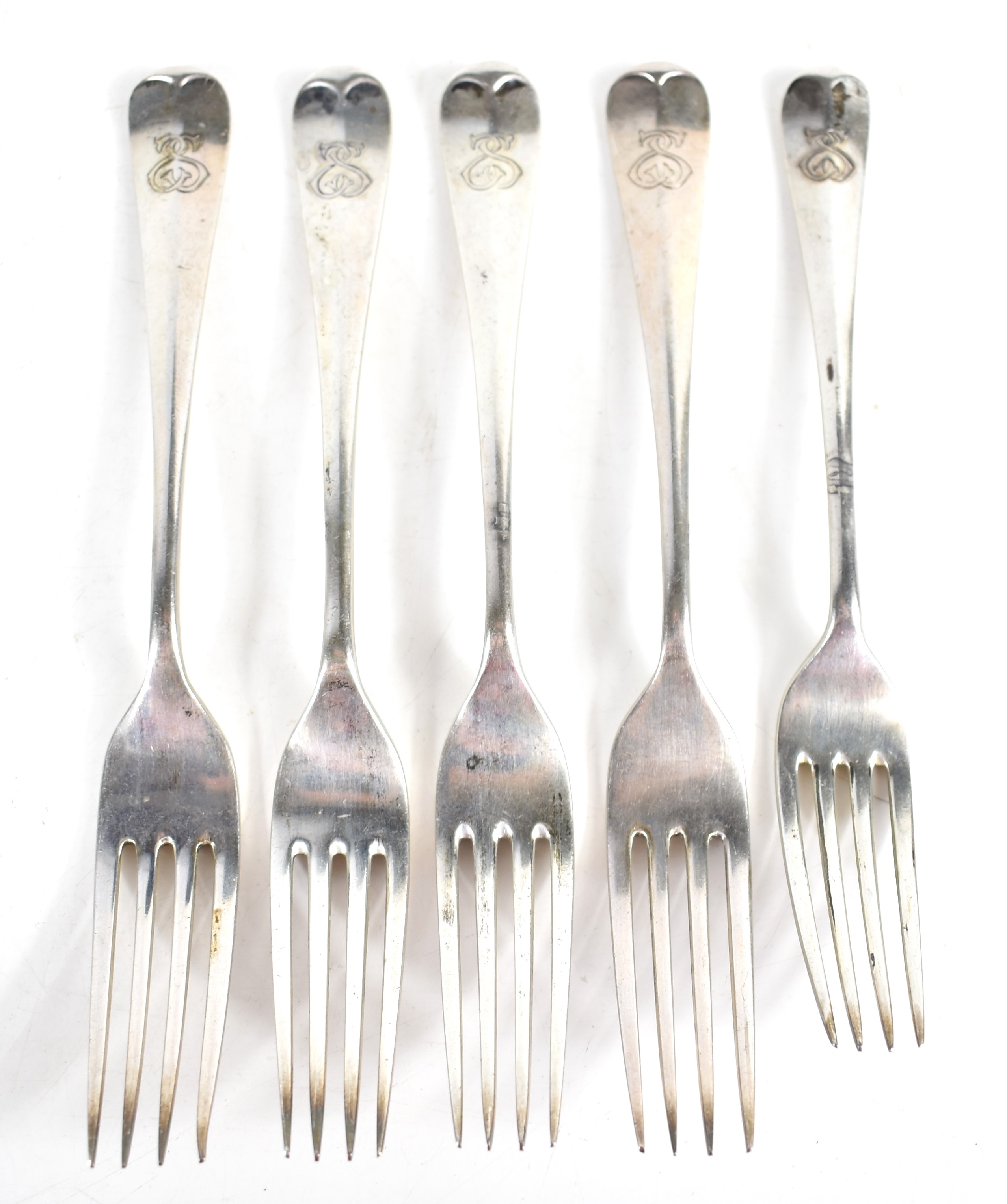 Walker & Hall | A group of five walker & hall silver dinner forks (1920 ...