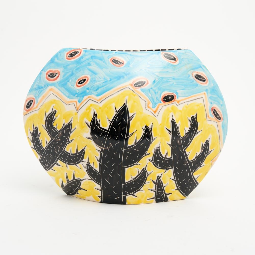 Rose Wallis | A CERAMIC CACTUS DECORATED VASE BY ROSE WALLIS | MutualArt