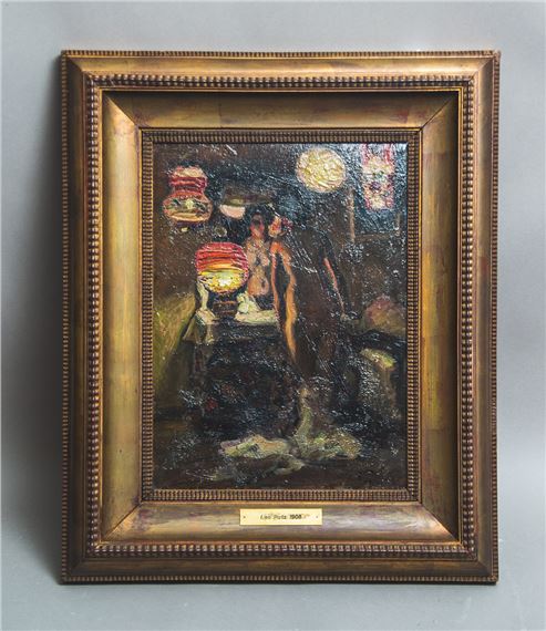 Leo Putz | Weiblicher Akt im Boudoir vor Spiegel | MutualArt