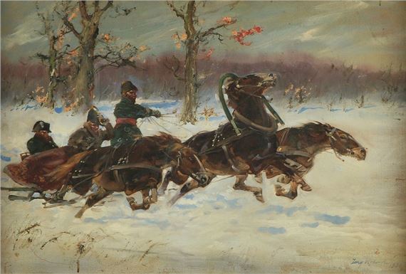 Jerzy Kossak | Napoleon Withdraws from Russia, (1931) | MutualArt