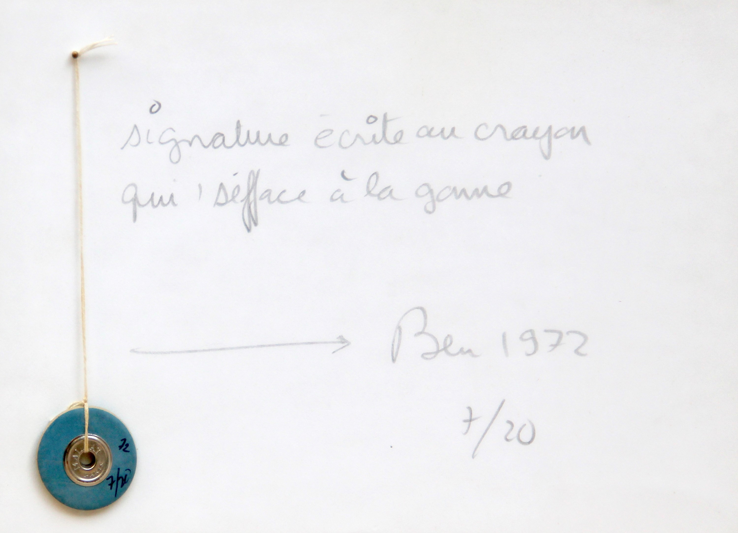 Ben Vautier | Cette signature est écrite au crayon (1935) | MutualArt