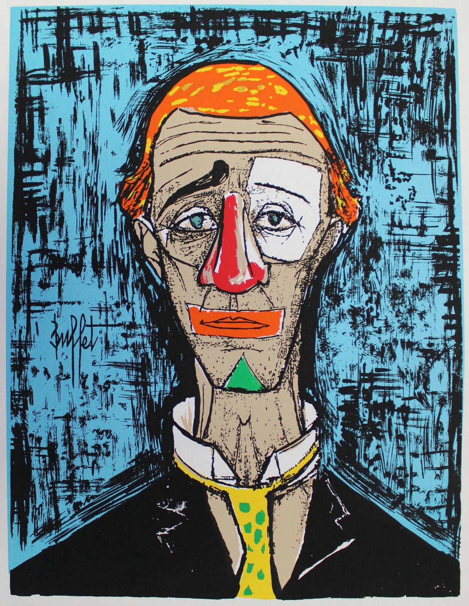 Bernard Buffet | Bernard Buffet - Tete de Clown (1955) | MutualArt