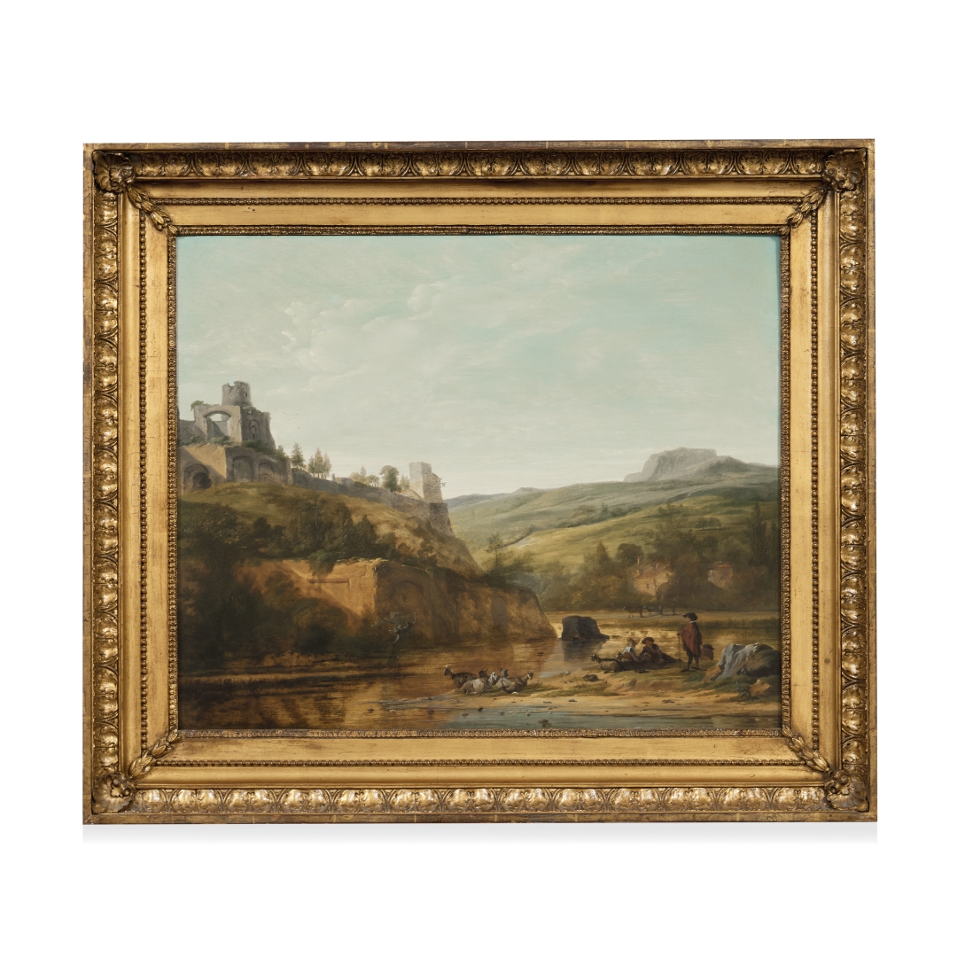 Charles Eschard | Landscape with ruins and figures | MutualArt