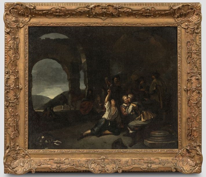 Roman School, 17th Century | Bambochade in Roman ruins | MutualArt