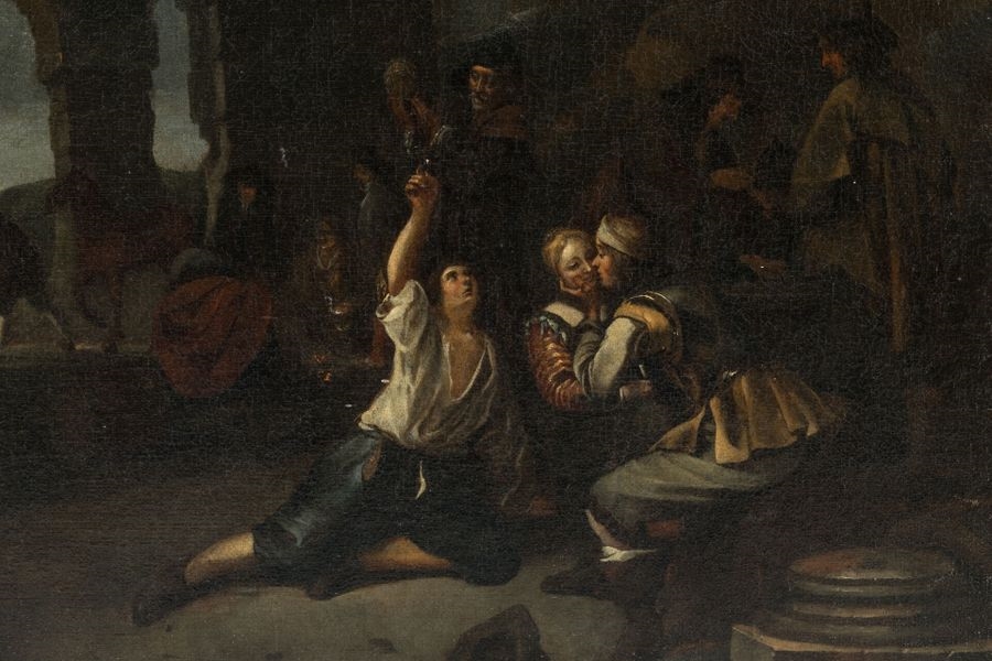 Roman School, 17th Century | Bambochade in Roman ruins | MutualArt