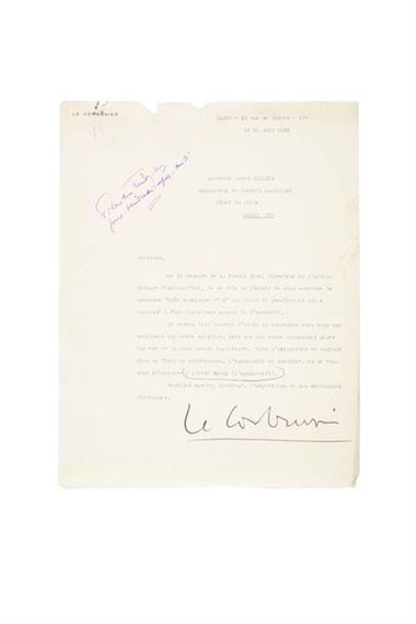 Le Corbusier | Correspondence from Le Corbusier to MP Louis Sellier ...