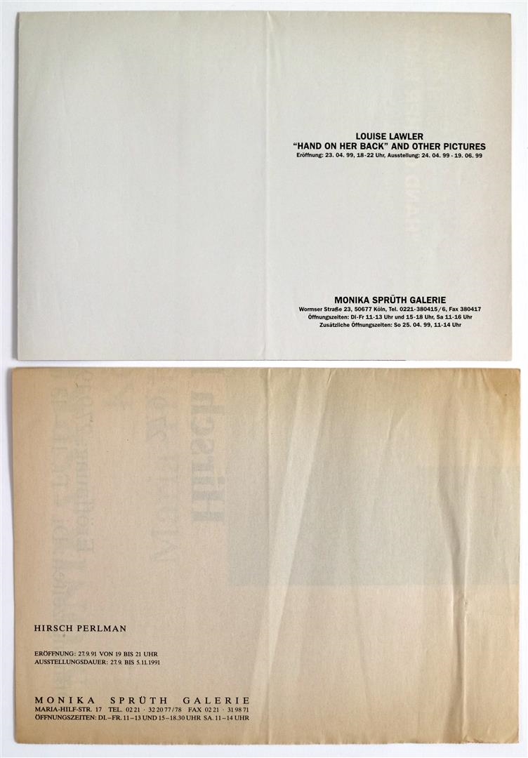 Hirsch Perlman | Five exhibition posters from Monika Sprüth Cologne (1 ...