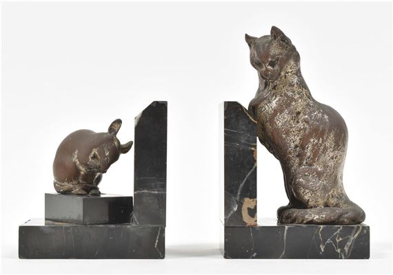 Benjamin Rabier | Cat and mouse bookends | MutualArt