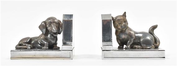 Benjamin Rabier | Cat and dog bookends | MutualArt