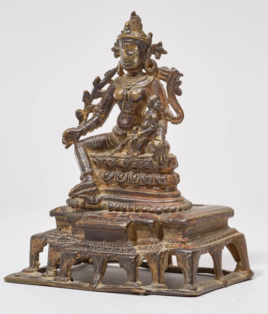 Indian School, 12th Century | A BRONZE FIGURE OF THE SNAKE GODDESS ...
