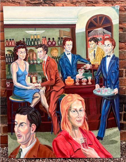 Lewis Jones | LEWIS JONES OIL ON CANVAS THE COCKTAIL BAR | MutualArt