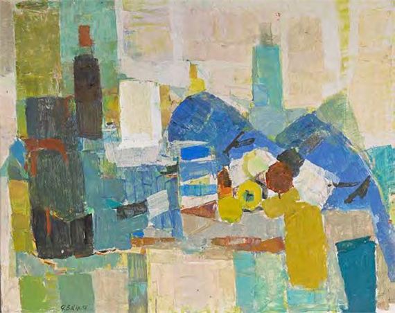 Gustav Bolin | Gustav BOLIN (1920-1999) Table with Fruit and Bottles ...