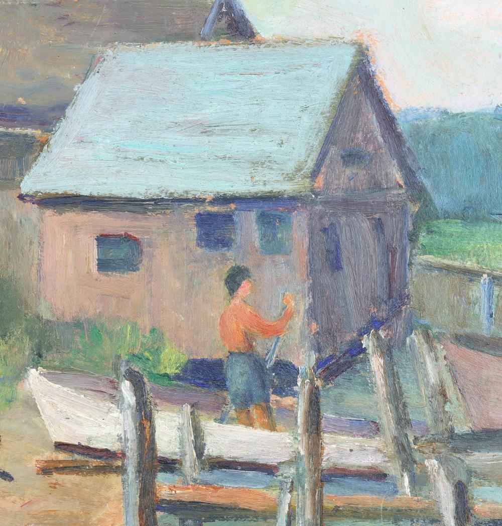 Clara Moore Howard | Double-Sided Painting: Dock Scene and Peconic Bay ...