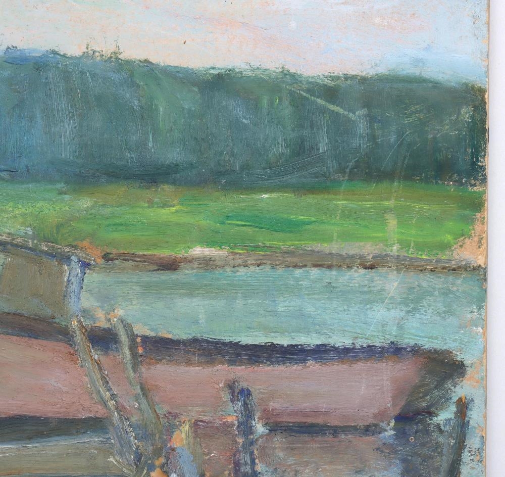 Clara Moore Howard | Double-Sided Painting: Dock Scene and Peconic Bay ...