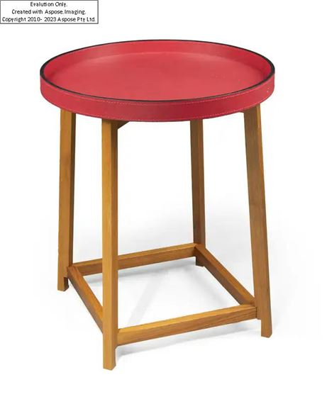 David Linley | A David Linley red leather circular tray on stand, 57cm ...
