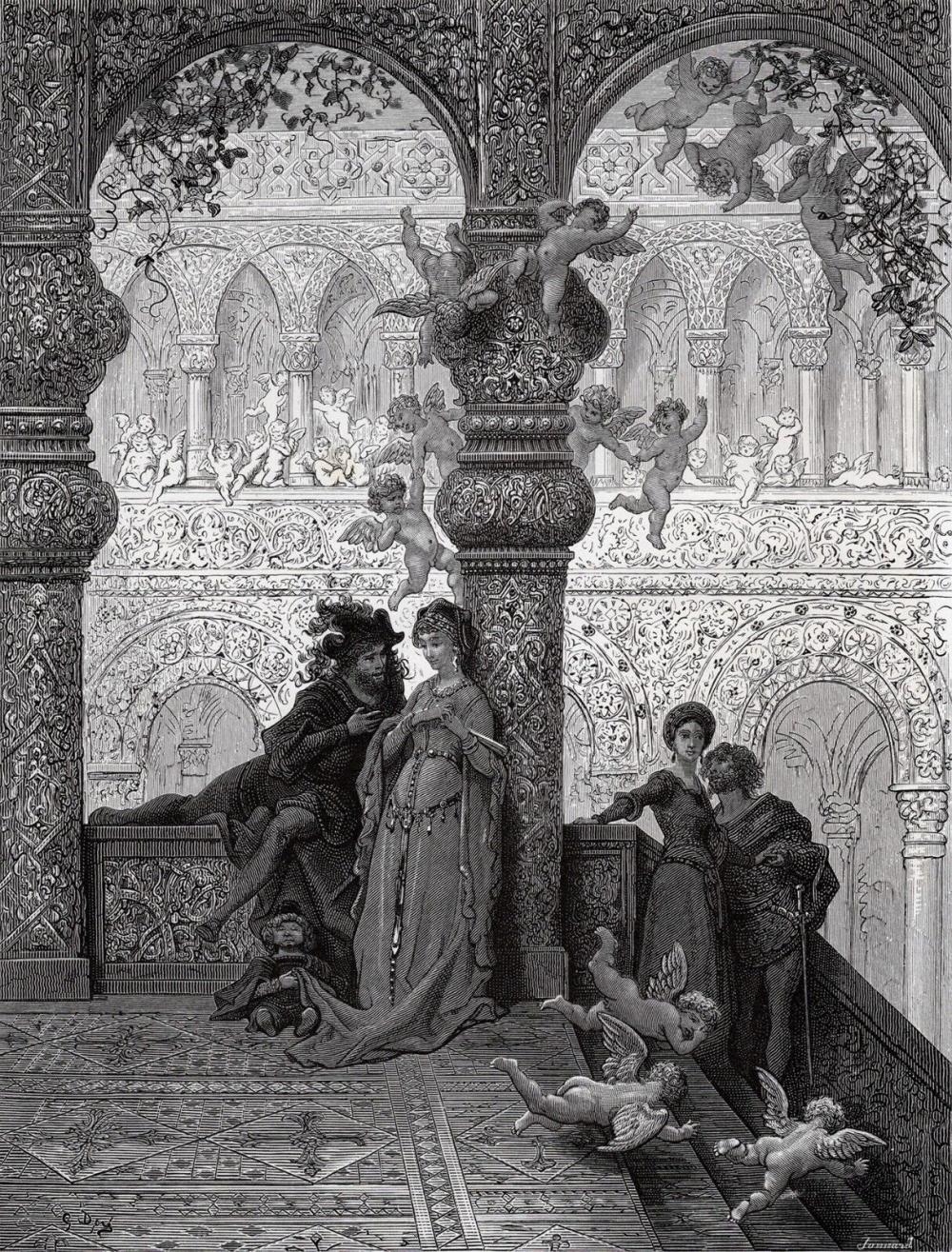 Gustave Doré | King Astolfo of the Langobards and Iocondo Latini travel ...