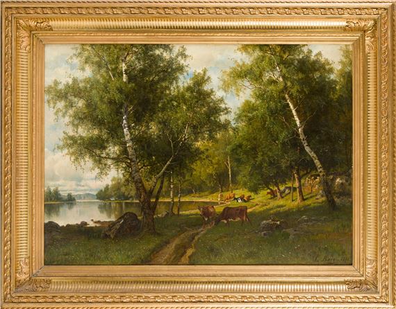 Edvard Bergh | Landscape with Cows (1876) | MutualArt