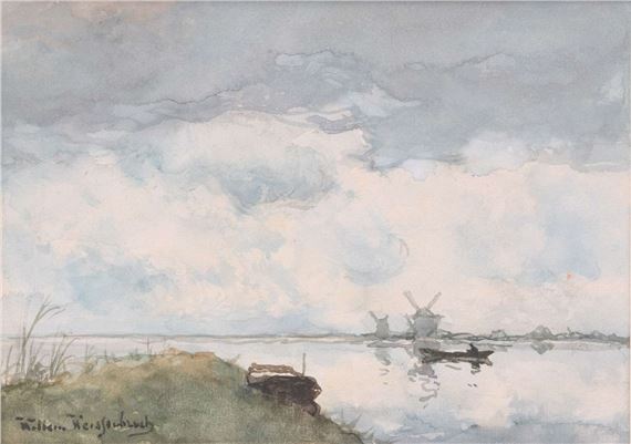 Willem Johannes Weissenbruch | A view of a small house by the water ...