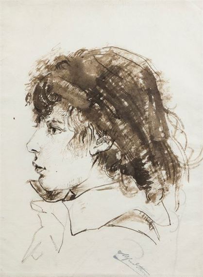 Alfred Stevens | Portrait of a child | MutualArt