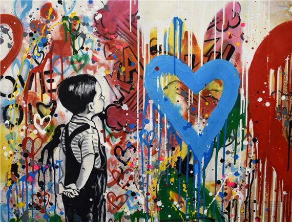 Sintek | Sintek Pop Art Painting Mixed Media Charlie Chaplin Heart 40 x ...